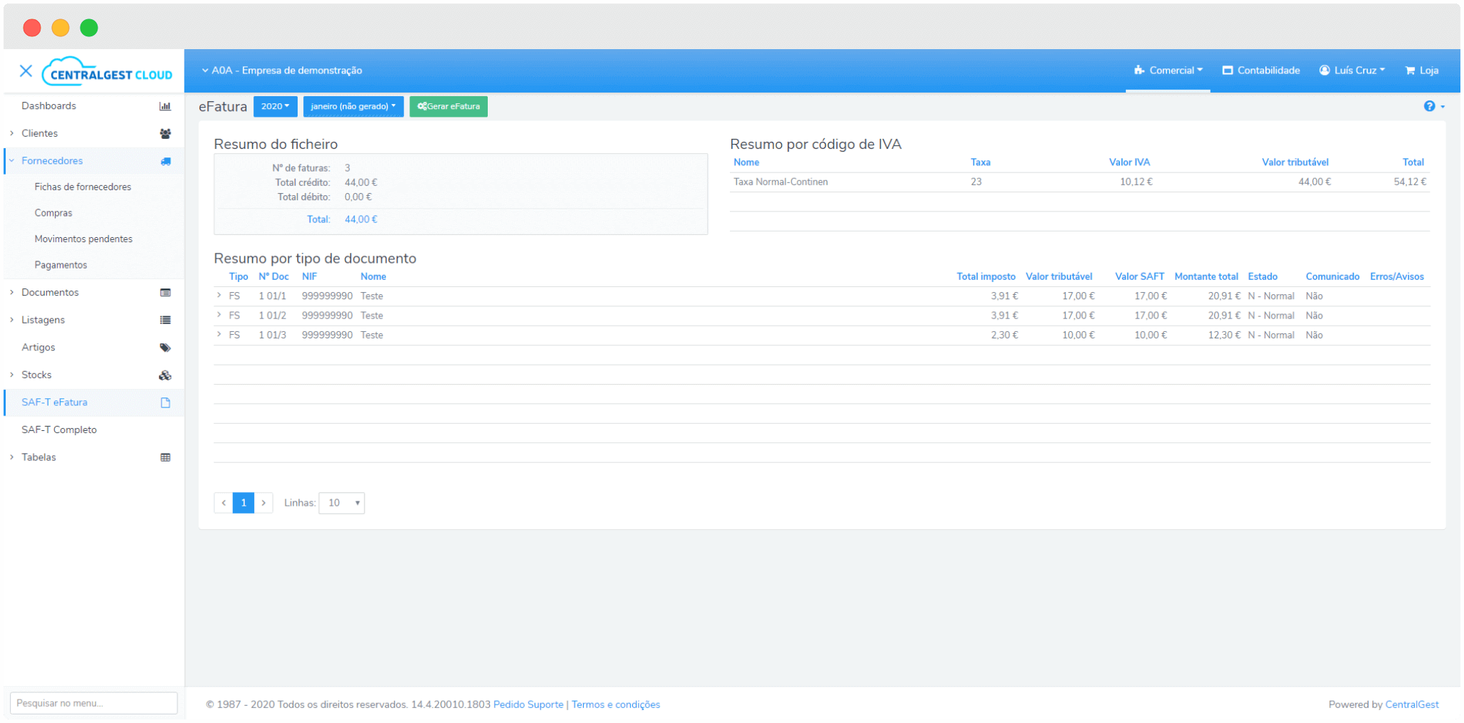 Software de Faturação Online | CentralGest Cloud