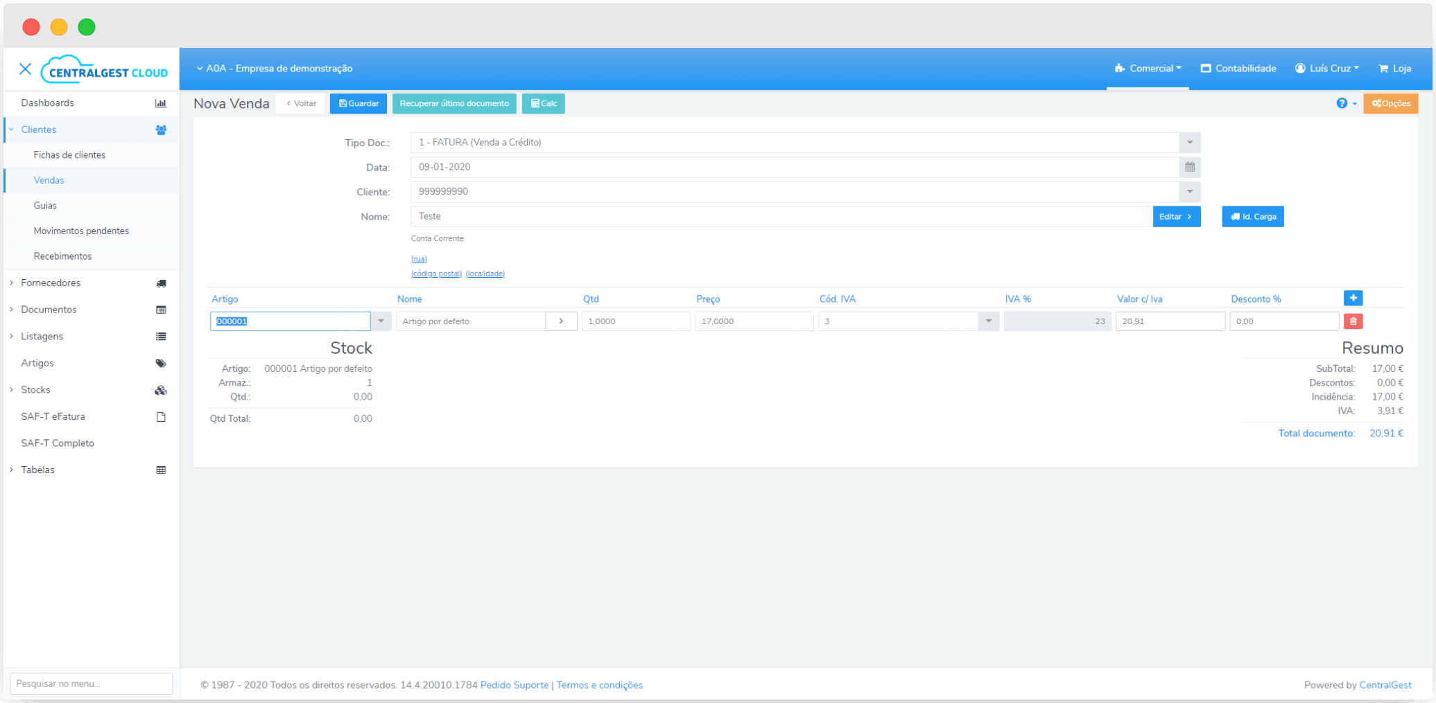 Software de Faturação Online | CentralGest Cloud